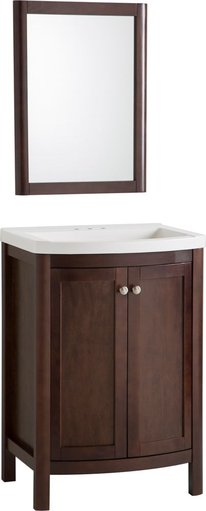 St. Paul Madeline 24 In. Vanity in Cognac with Vanity Top and Mirror ...
