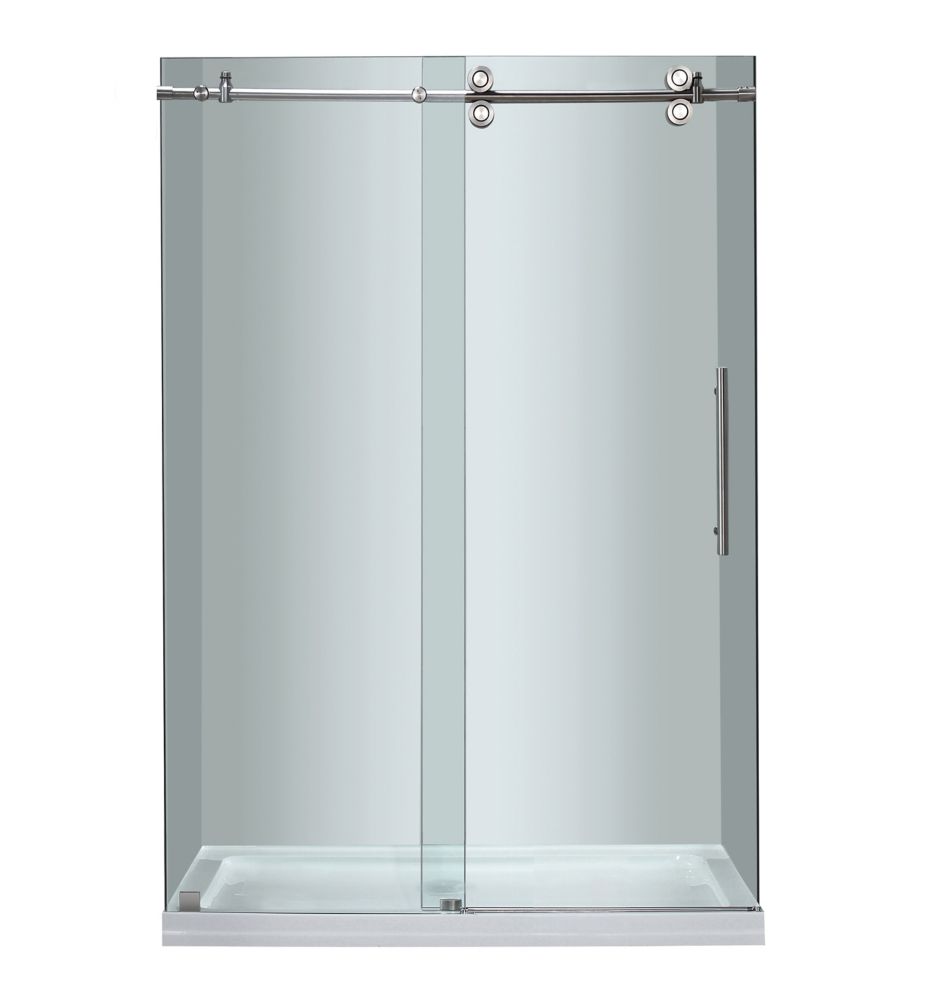 Aston Langham 60 Inch X 60 Inch Frameless Tub Height Sliding Shower
