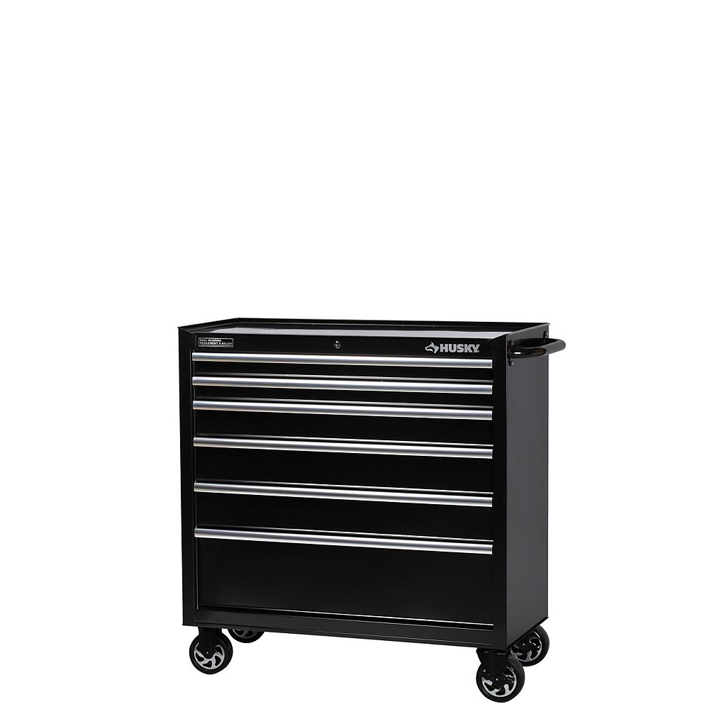 Husky 40-inch 6-Drawer Mobile Tool Storage Cabinet in Black | The Home ...