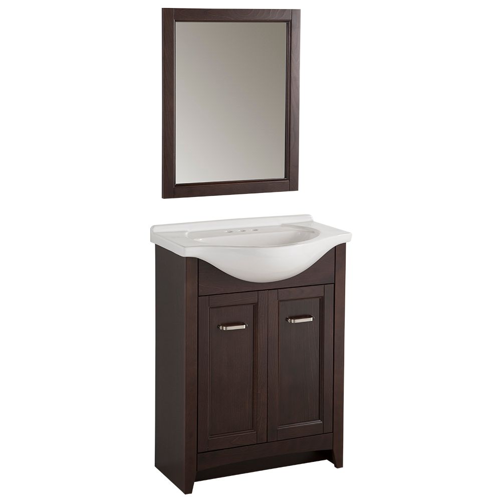 GLACIER BAY 26.5-inch W 2-Door Freestanding Vanity in Brown With ...