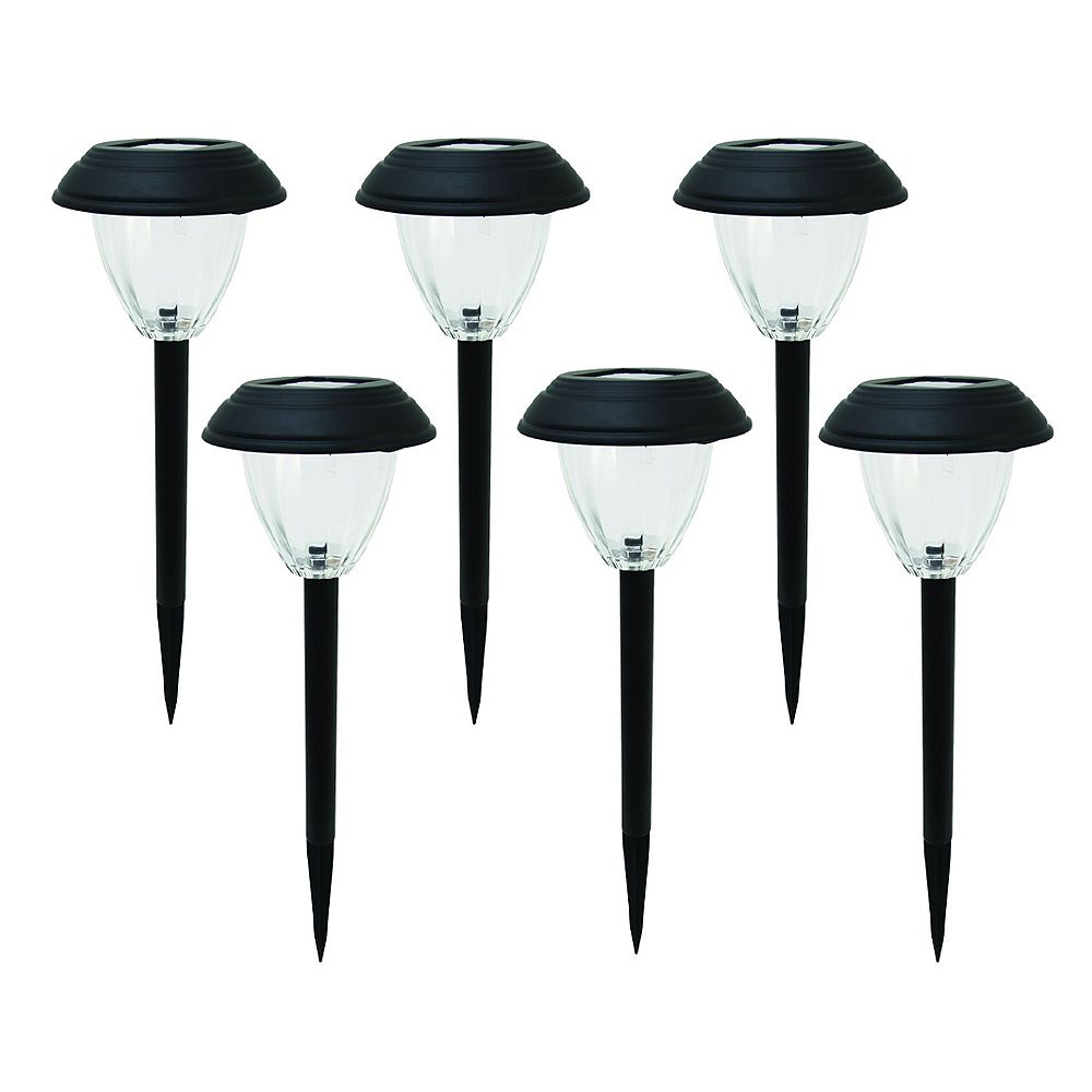 Hampton Bay 2.4 Lumen Solar LED Black Landscape Pathway Light (6-Pack ...