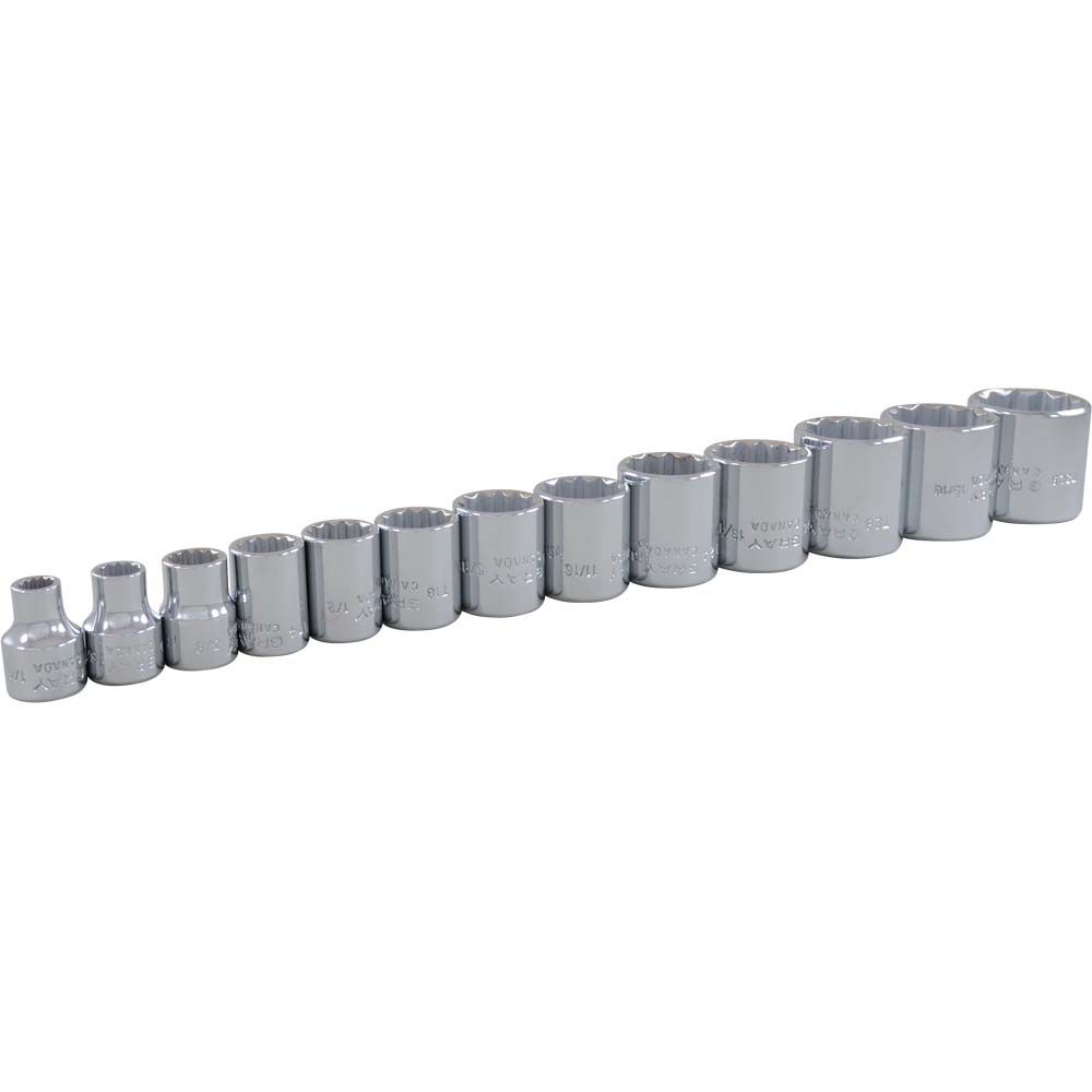 GRAY TOOLS 13-Piece Socket Set 3/8 Inch Drive 12 Point Standard Sae ...