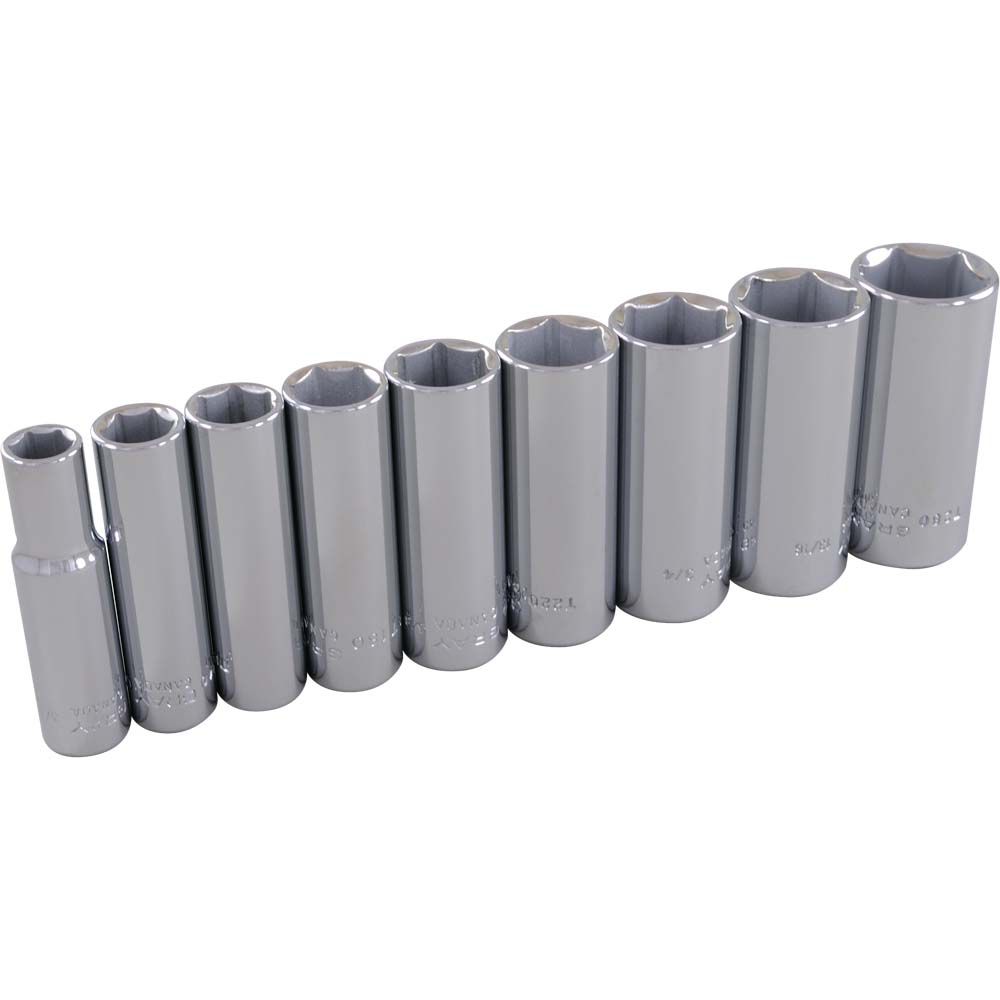 GRAY TOOLS 9-Piece Socket Set 3/8 Inch Drive 6 Point Deep Sae | The ... GRAY TOOLS 9-Piece Socket Set 3/8 Inch Drive 6 Point Deep Sae | The ...