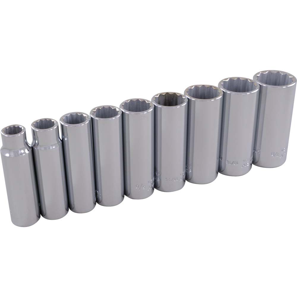 GRAY TOOLS 9-Piece Socket Set 3/8 Inch Drive 12 Point Deep Sae | The ...