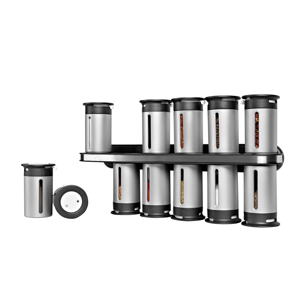 Zevro Zero Gravity 12-Canister Wall Mount Spice Rack | The Home Depot ...