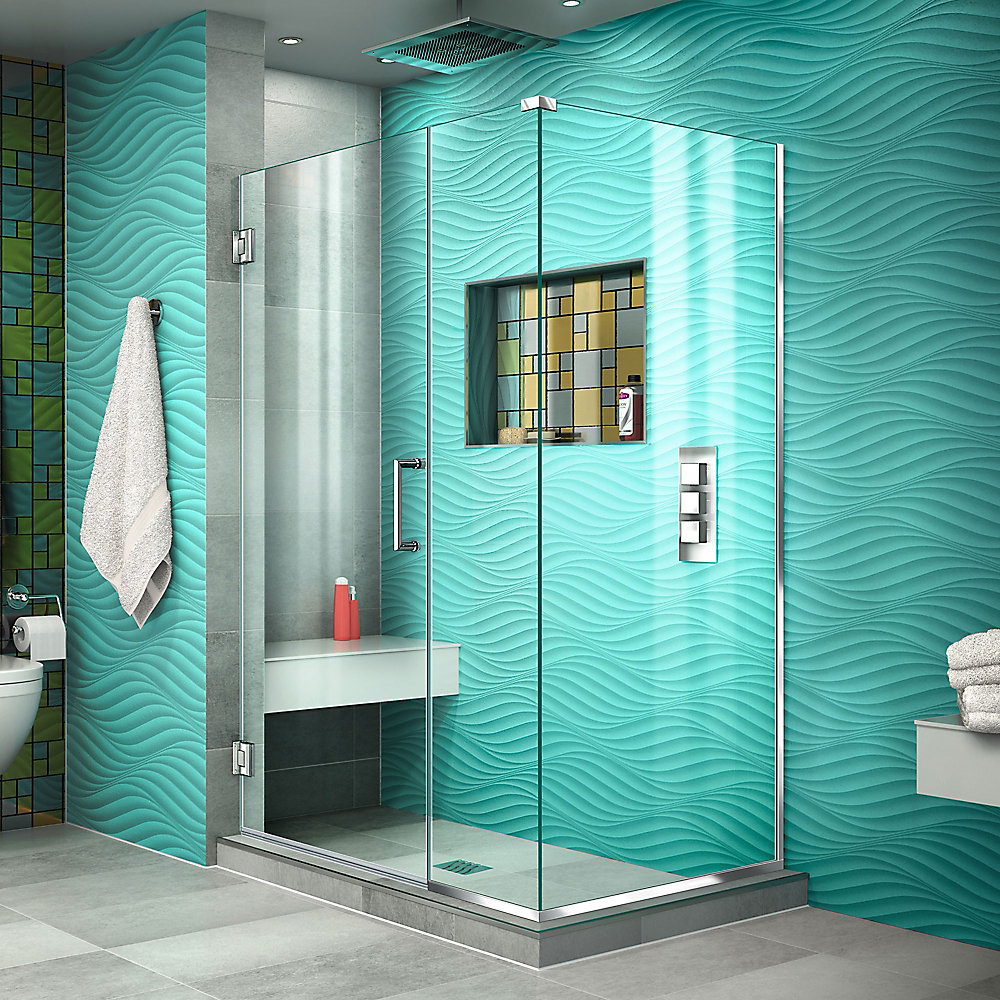 Dreamline Unidoor Plus 42 Inch X 72 Inch Semi Frameless Corner Hinged