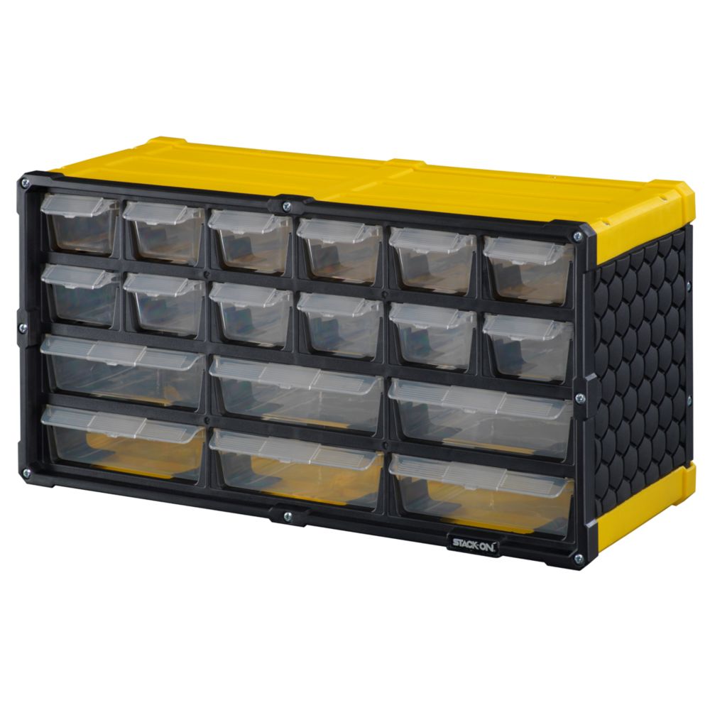 Stack On 18 Drawer Storage Cabinet, Yellow | The Home Depot Canada