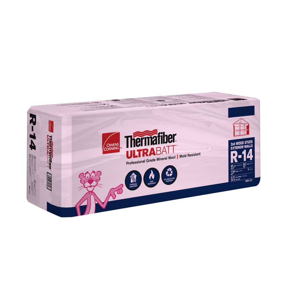 Thermafiber R-14 UltraBatt Mineral Wool Batt Insulation - For Wood Stud ...