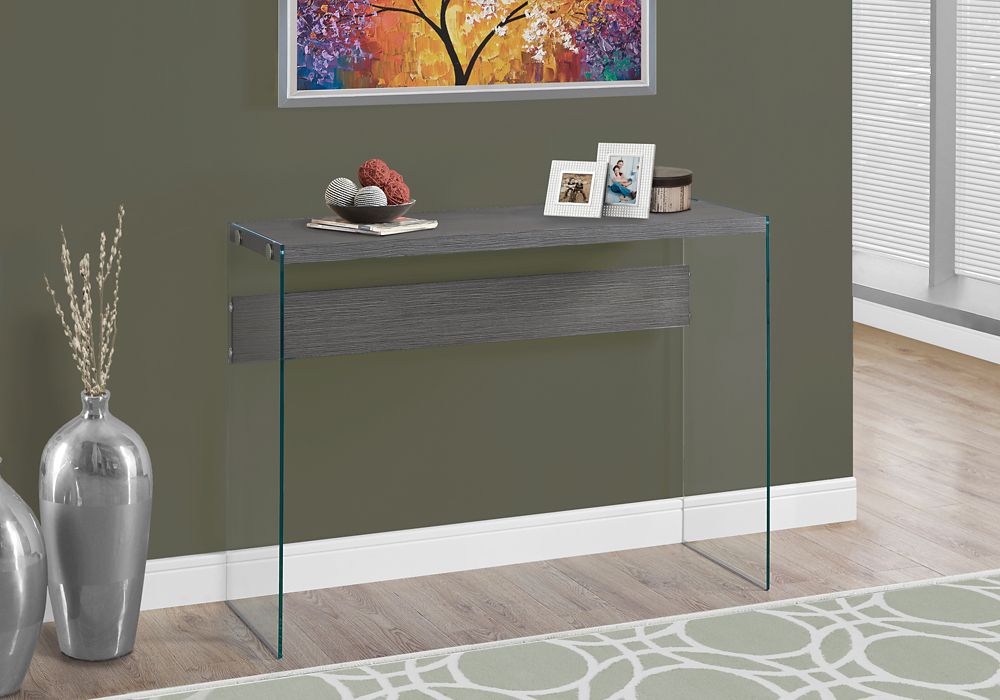 Monarch Specialties Console Table - Grey With Tempered Glass | The Home ...