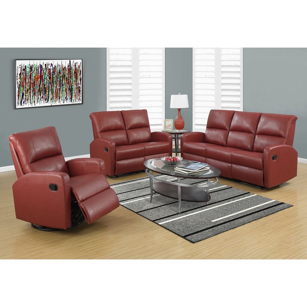 Monarch Specialties Inclinable - Causeuse Cuir Reconstitue Rouge | Home ...