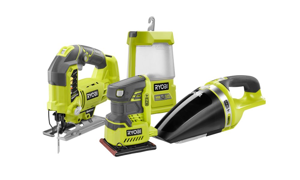 RYOBI 18V ONE+ Cordless Combo Kit (4-Tool) with Assorted ONE+ Tools ...