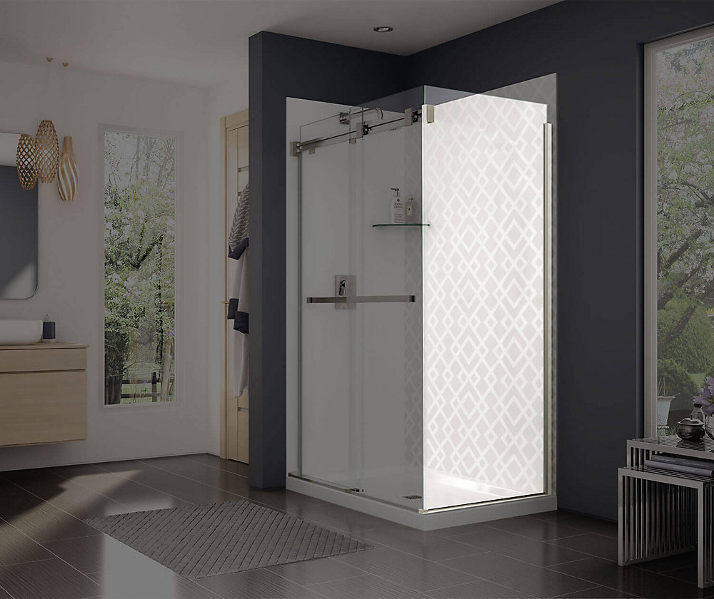 Maax Frameless Fixed Shower Door Panel In Brushed Nickel The Home