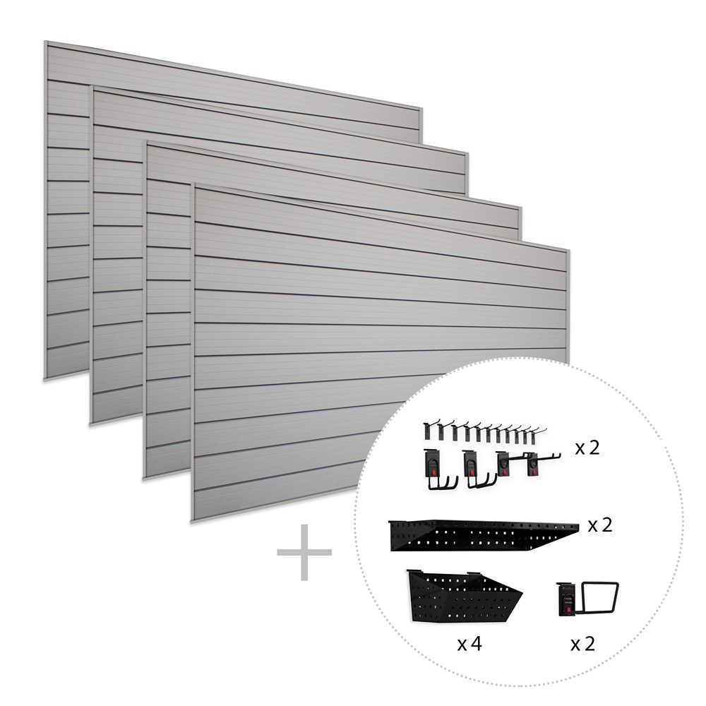 HUSKY Track Wall 128 sq. Feet (16 Feet x 8 Feet) & 38-Piece Accessory ...