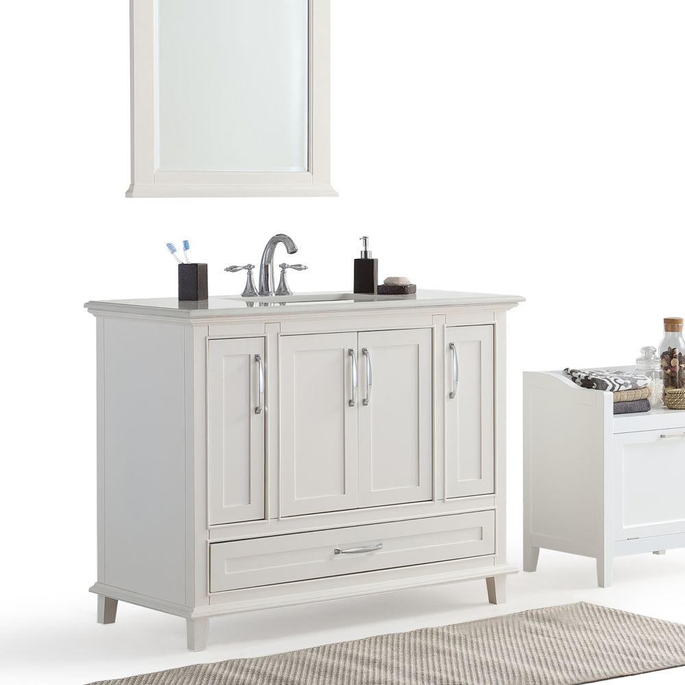 Simpli Home Ariana - Meuble-lavabo 42 po avec dessus en marbre blanc de ...