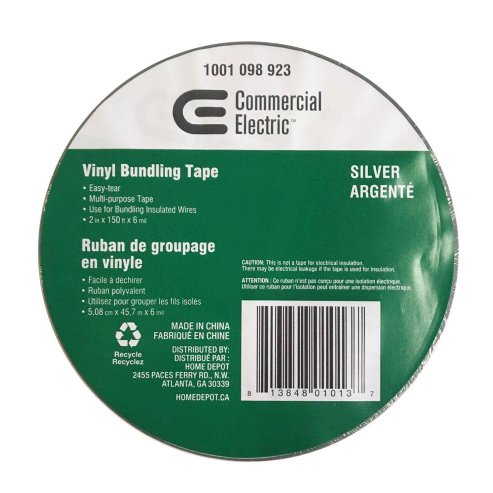 Commercial Electric 2-inch x 150 ft. Vinyl Electrical Bundling Tape ...