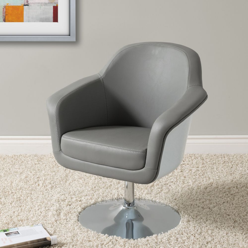 Corliving Fauteuil moderne Mod en cuir reconstitué, blanc et gris ...