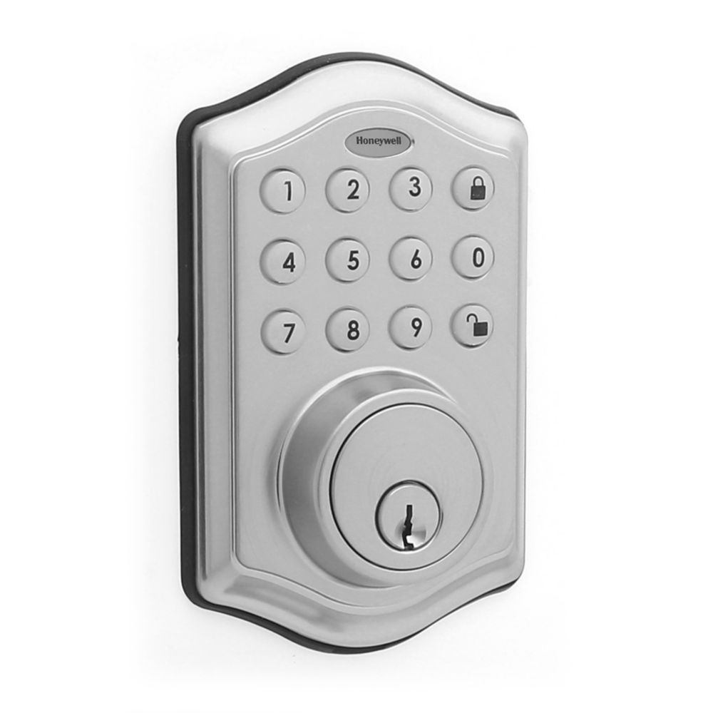 Honeywell Satin Nickel Keyless Entry Digital Deadbolt | The Home Depot ...