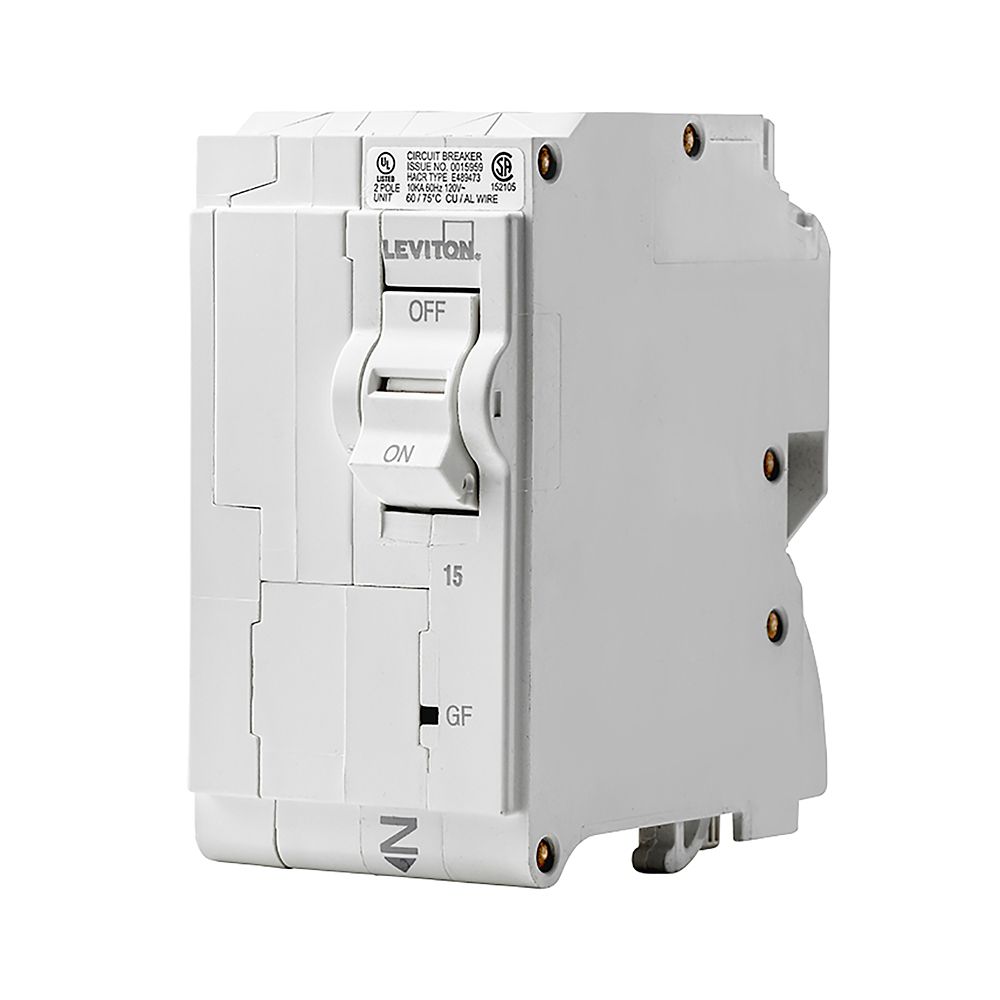 Leviton 2-Pole 15A 120/240V GFCI Plug-on Circuit Breaker | The Home ...