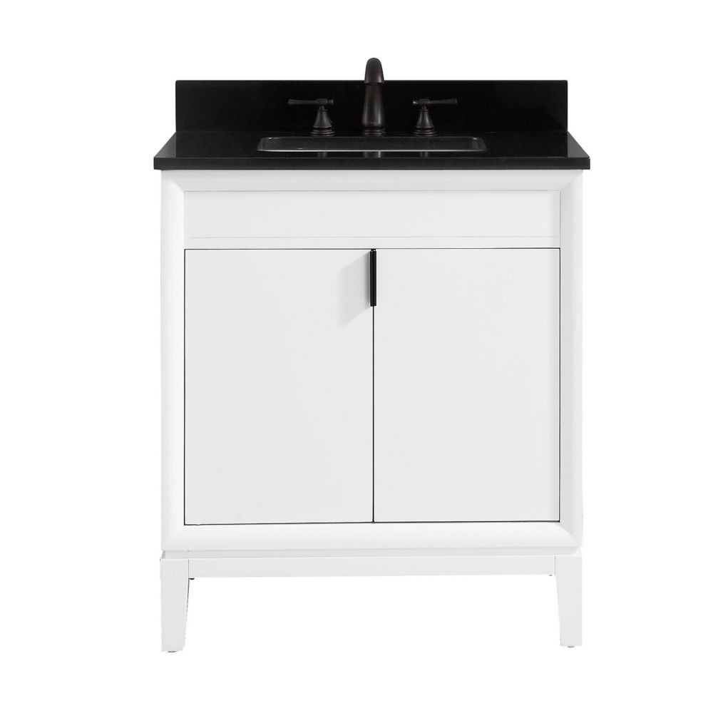 Avanity Emma 31 inch Vanity Combo in White with Black Granite Top | The ...