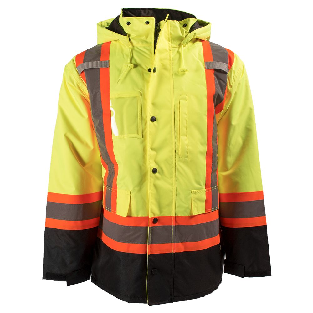 Terra HI-VIS 7-in-1 Lined Safety Jacket with Rflt Band (Yellow) SZ XL ...
