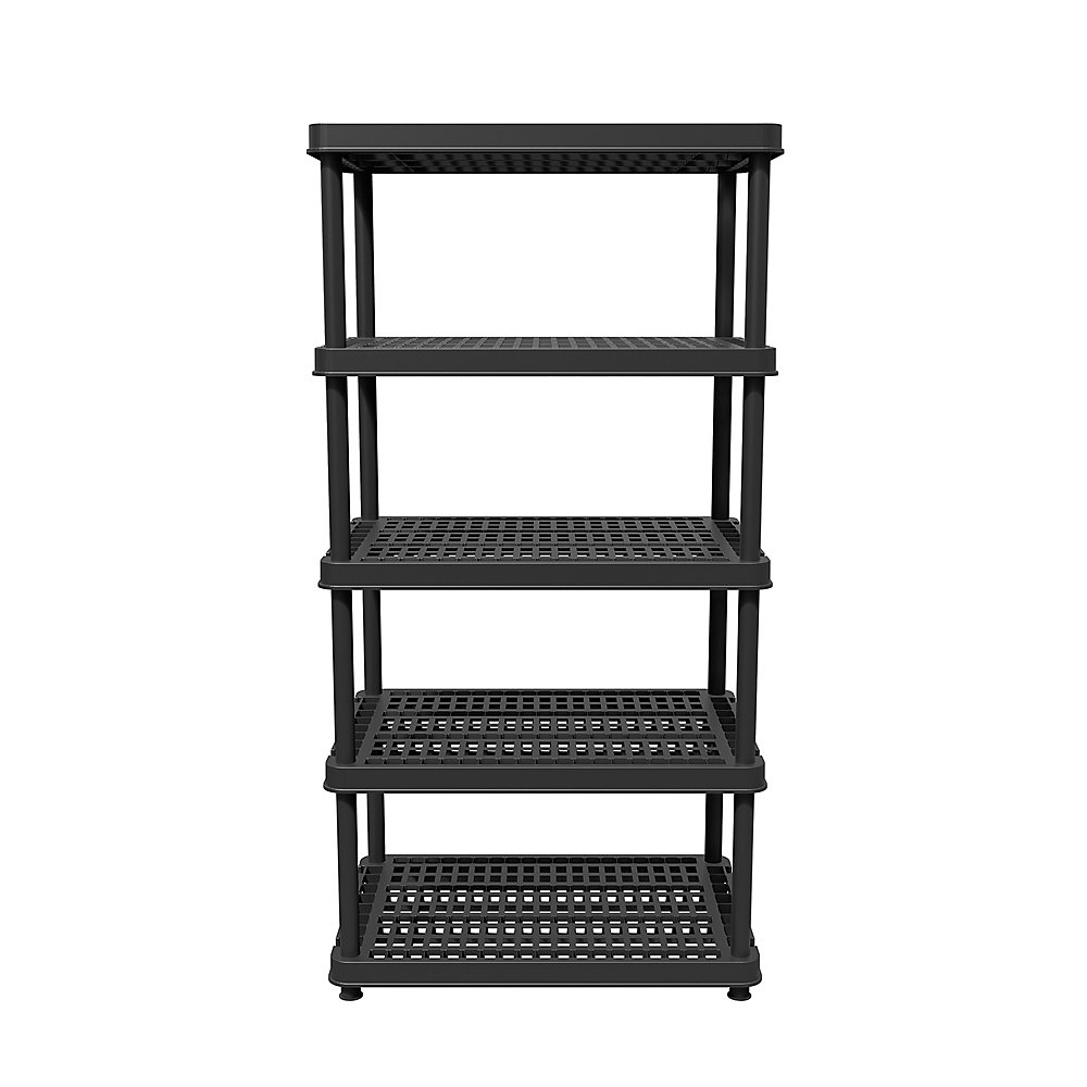 72 inch H X 36 inch W X 24 inch D 5 Shelf Black Resin Shelving Unit 72-inch-h-x-36-inch-w-x-24-inch-d-5-shelf-black-resin-shelving-unit
