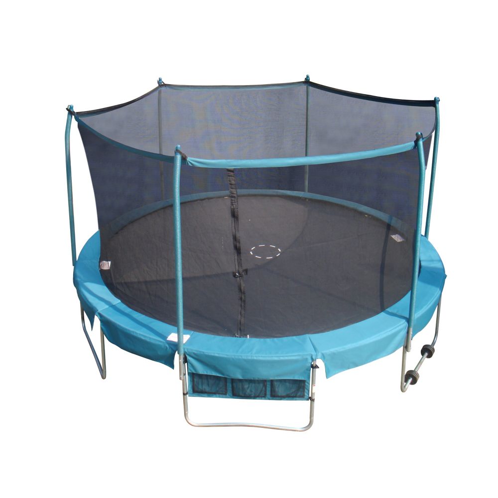 Trainor Sports Deluxe 15 ft. Round Trampoline and Enclosure Combo with ...