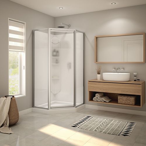 Maax 36 Inch X 36 Inch Lobelia 6mm Frameless Neo Angle Shower Stall Kit