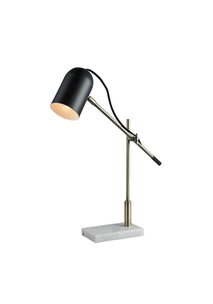 L2 Lighting Superior Matte black Metal task lamp with white marble base ...