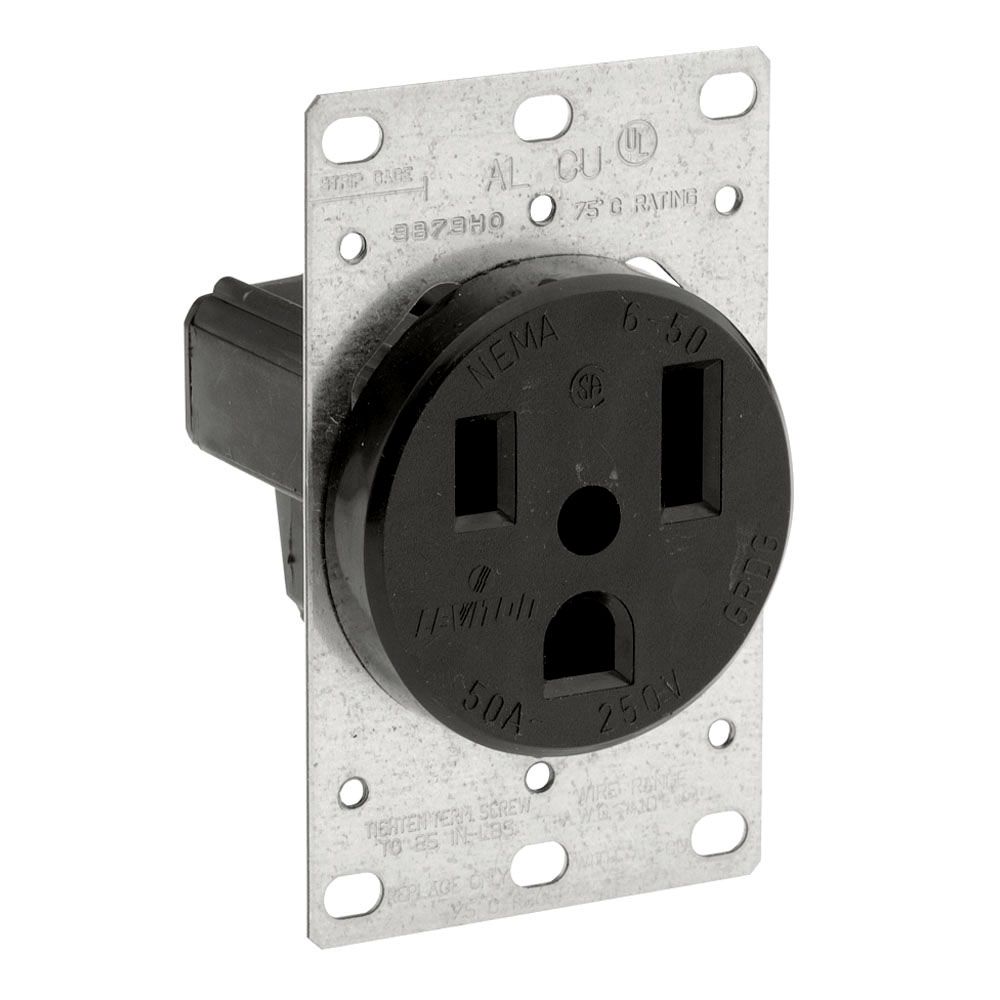 Leviton 50 Amp, 250 Volt Flush Mounting Receptacle, Straight Blade ...