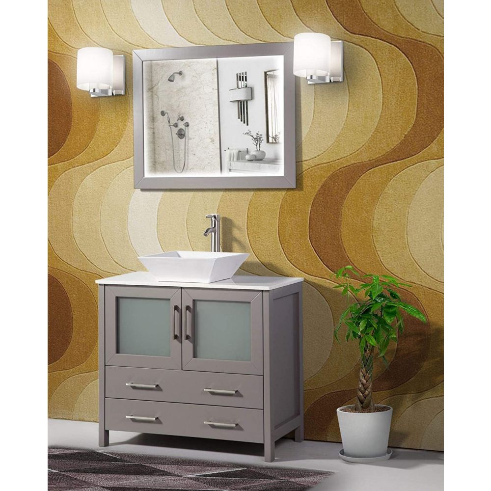 Vanity Art Meuble-lavabo Ravenna gris de 36 po. avec comptoir en ...