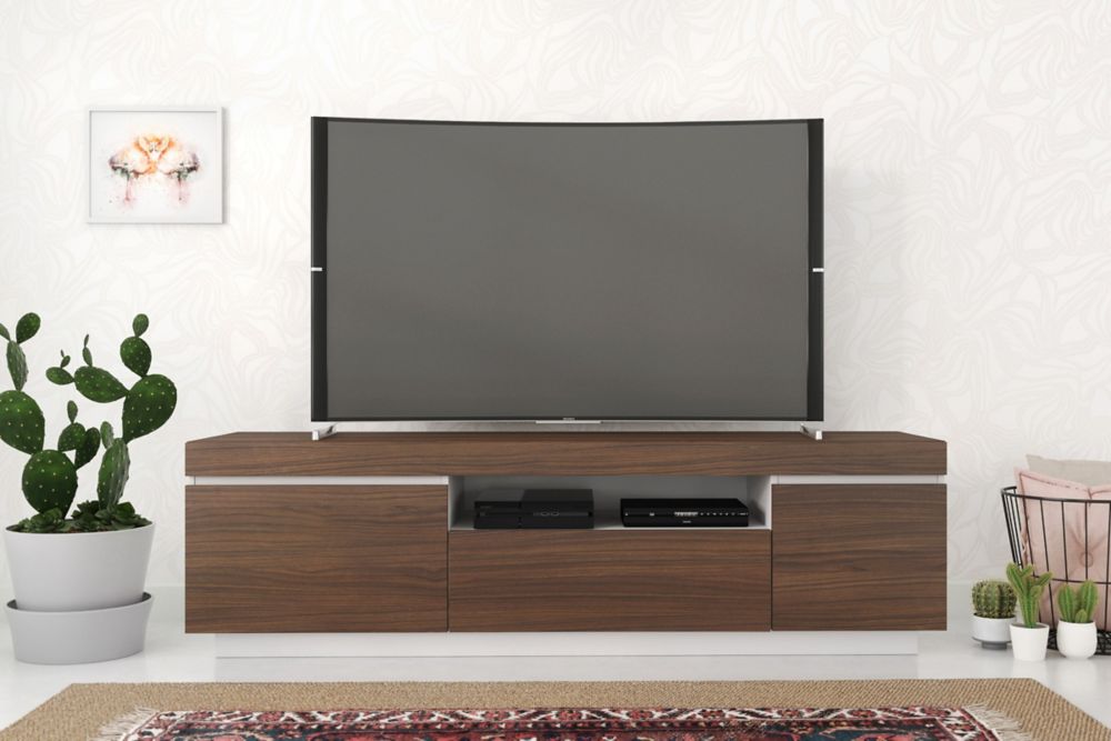 Nexera Cali 68-inch TV Stand in Walnut and White | The Home Depot Canada