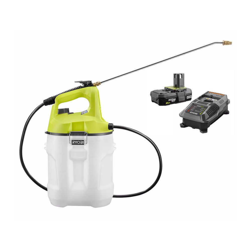 RYOBI ONE+ 18V Lithium-Ion Cordless 2 Gal. Chemical Sprayer with 2.0 Ah ...