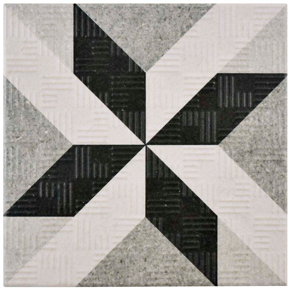 Merola Tile Area 15 Star Grey 6-inch x 6-inch Porcelain Floor and Wall ...