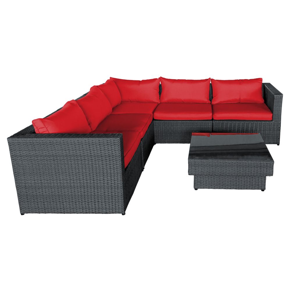 Henryka 6-Piece Sofa Set With cherry red Cushions | The Home Depot Canada