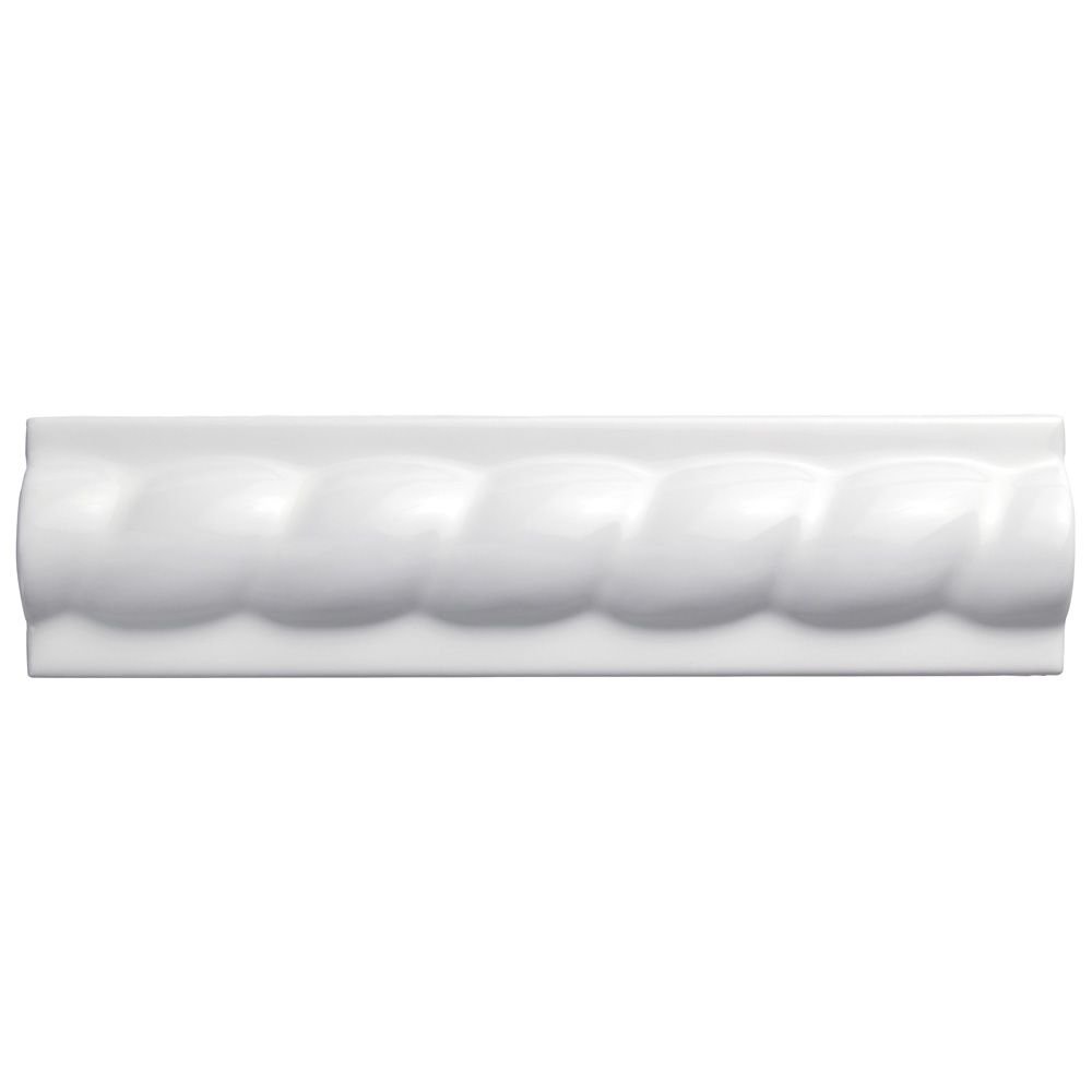 Merola Tile Trenza Grand Blanco Moldura 2-inch x 7-7/8-inch Ceramic ...