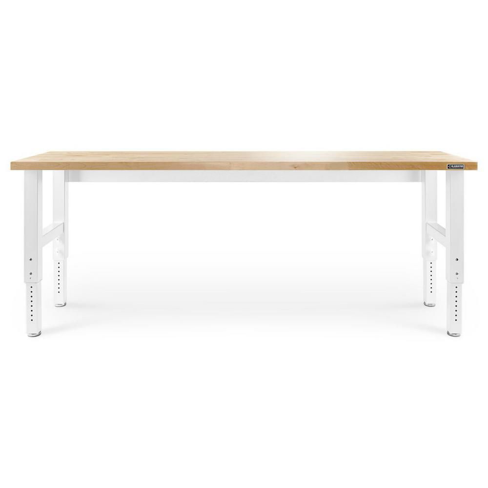 Gladiator 8 ft. Adjustable Height Workbench with Hardwood Top in White ...
