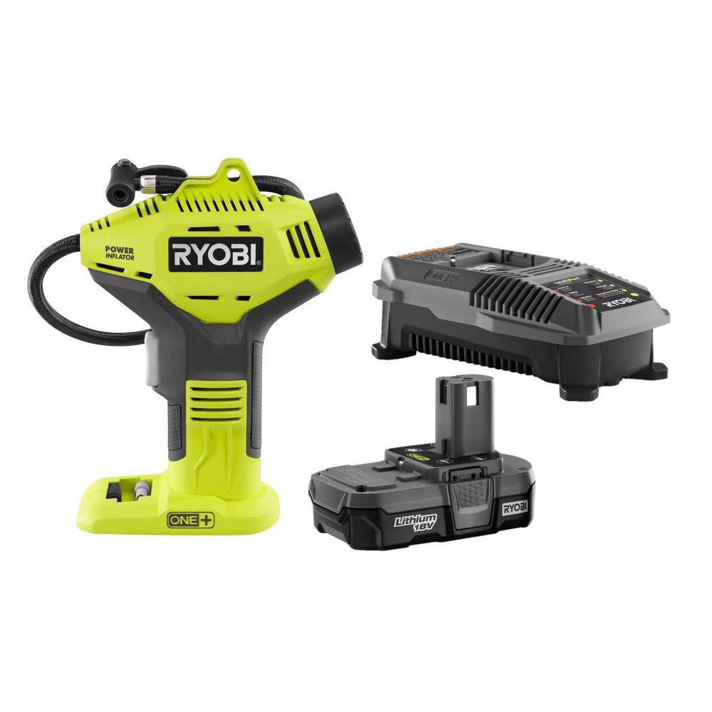 RYOBI 18V ONE+ Lithium-Ion Cordless Power Inflator Kit with 1.3 Ah ...