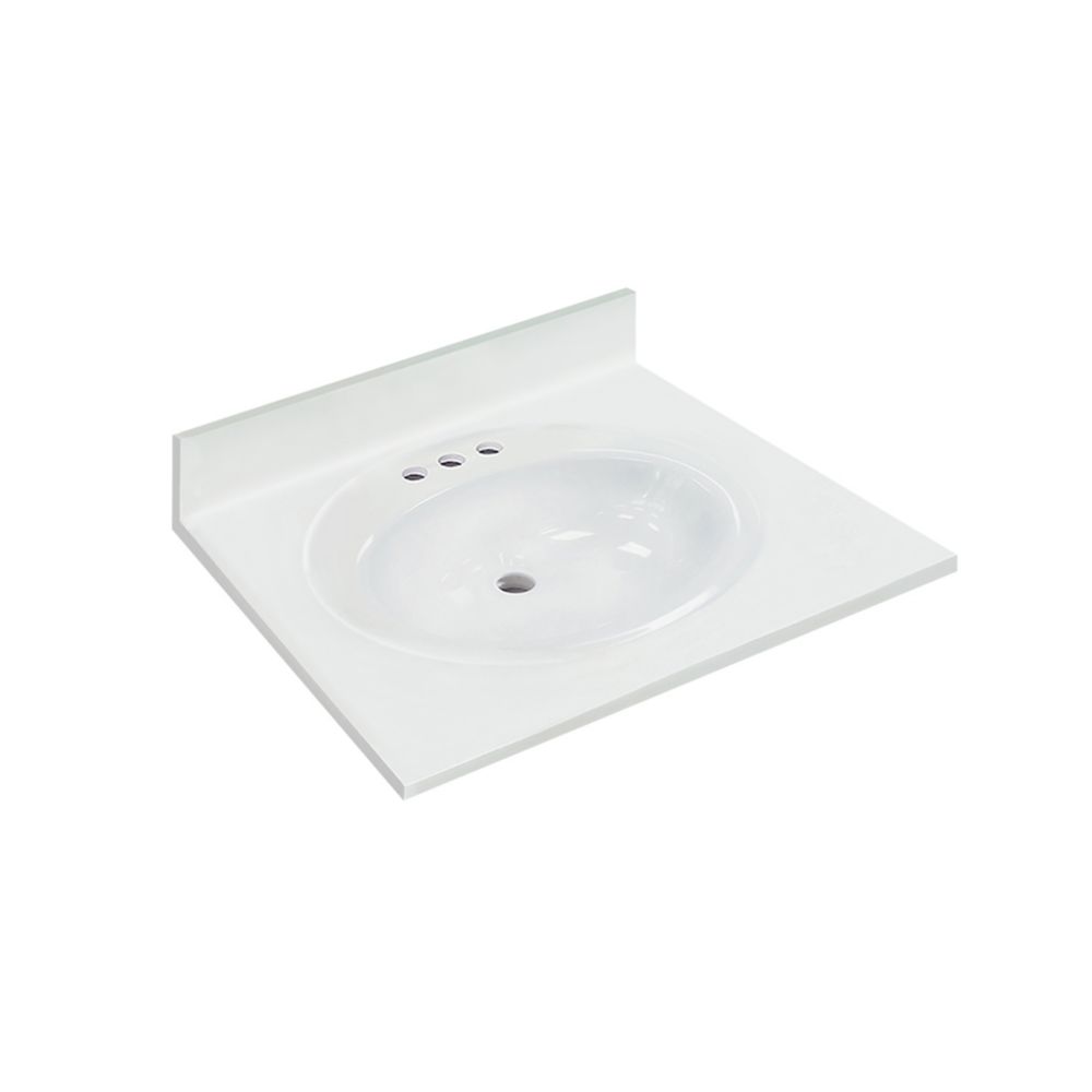 Magick Woods 25 inch W x 22 inch D White Vanity Top with Oval Recessed ...