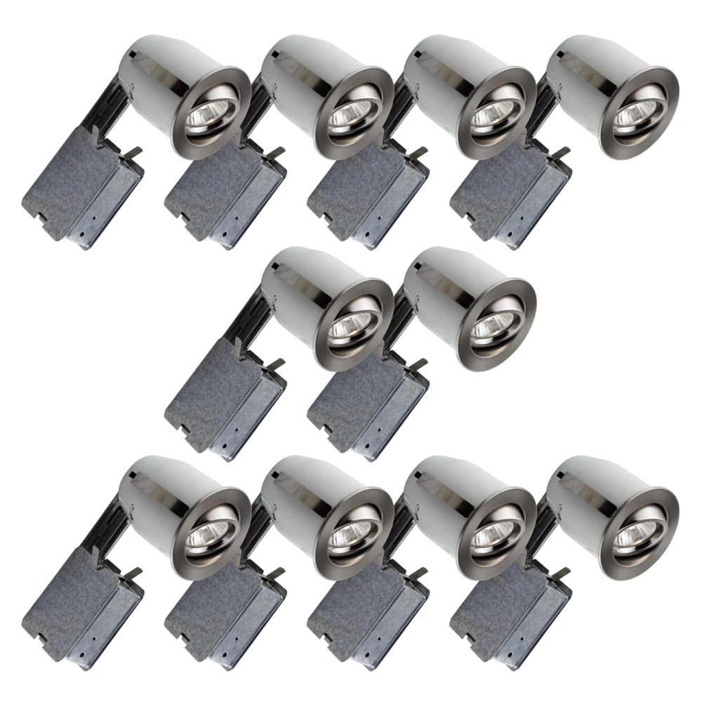 Bazz 3-inch Brushed Chrome Recessed Halogen Lighting Kit (10-Pack ...