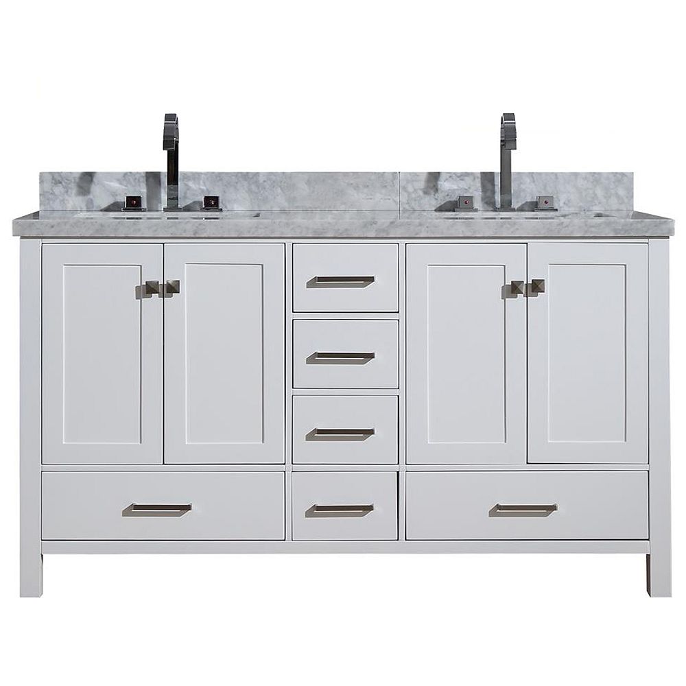 ARIEL Cambridge 61 inch Double Rectangle Sink Vanity In White | The ... ARIEL Cambridge 61 inch Double Rectangle Sink Vanity In White | The ...