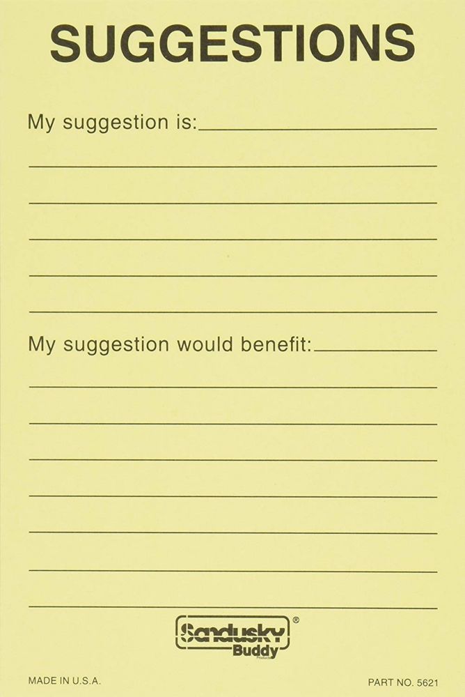 Buddy Products Suggestion Box Cards, 4 x 6 Inches, Yellow, 50 Cards per ...