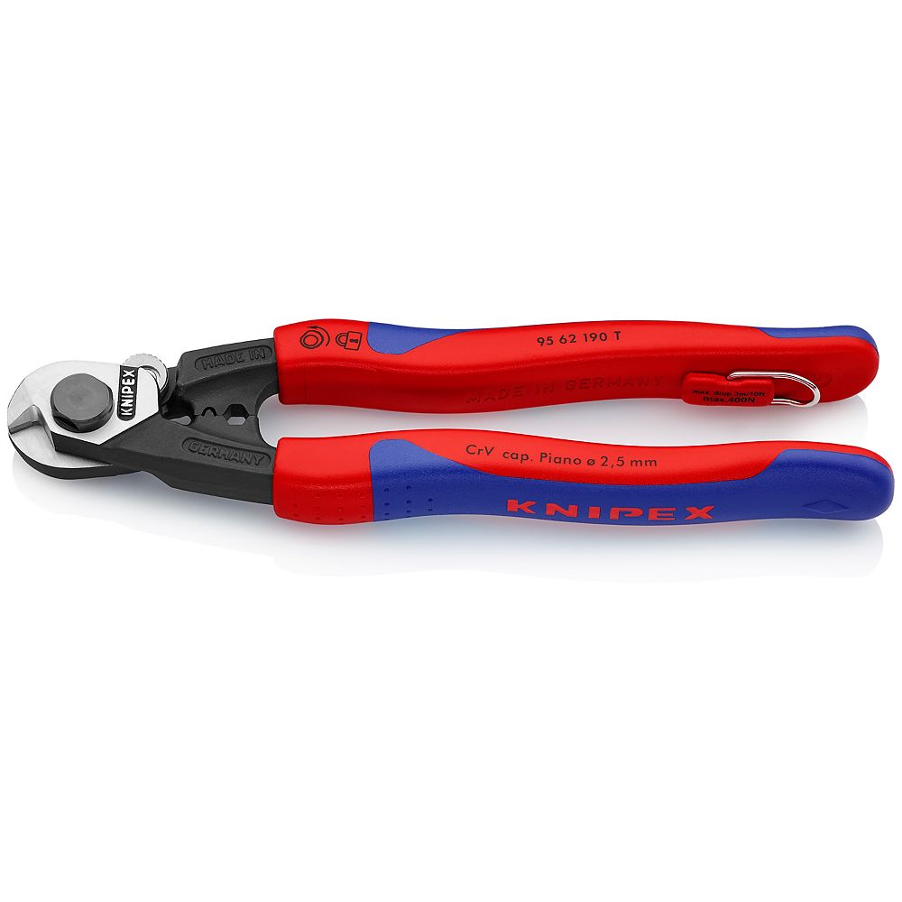 Knipex 7-1/2 inch Wire Rope Cutters with Dual-Comfort Grip Handles and ...