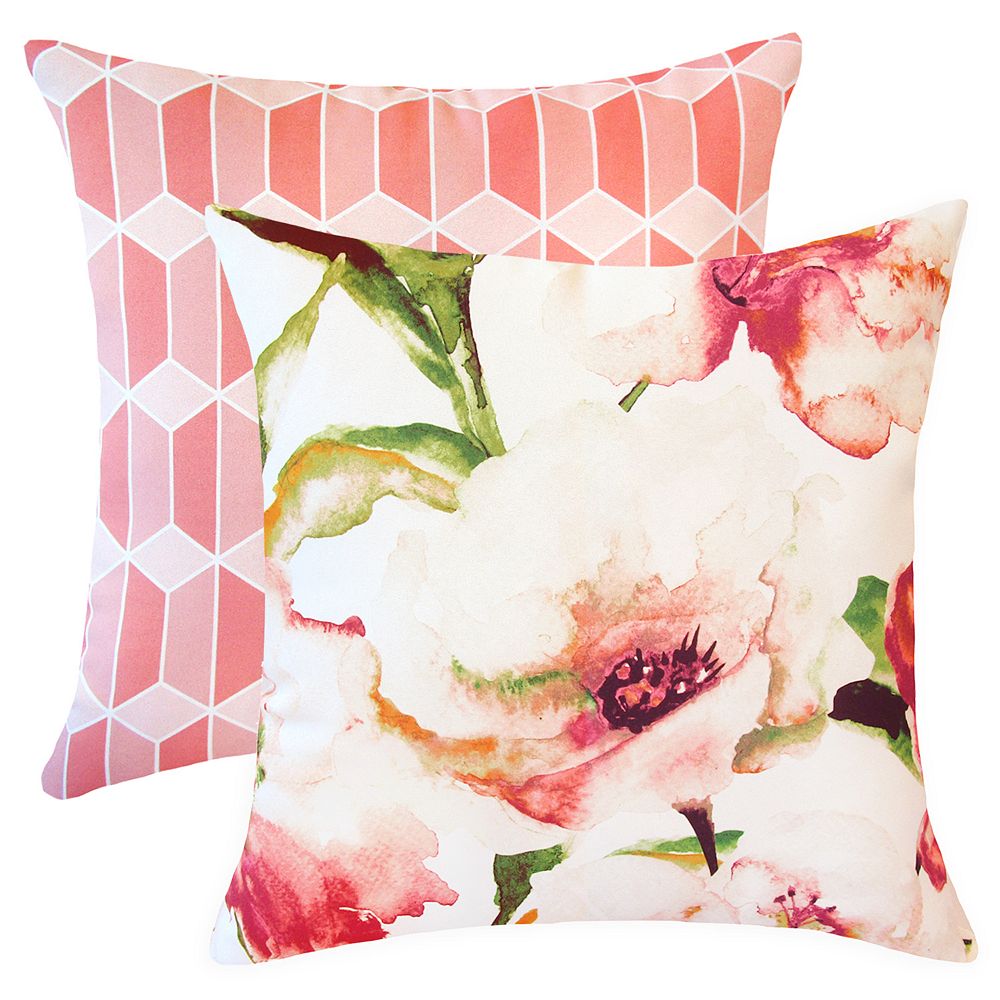 HFI 20-inch x 20-inch Spring Blooms Outdoor Throw Pillow (Set of 2 ...