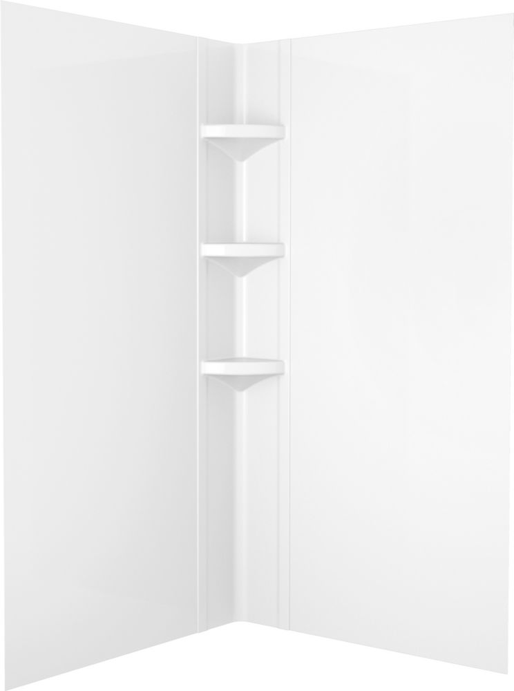 Delta 38 in. x 70.63 in. 3-Piece Easy Up Adhesive Corner Wall Surround ...