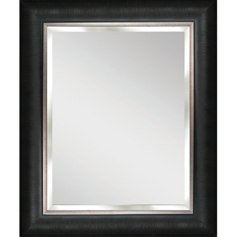 Deco Mirror 29 in. x 35 in. Black and Silver Wall Mirror | The Home ...