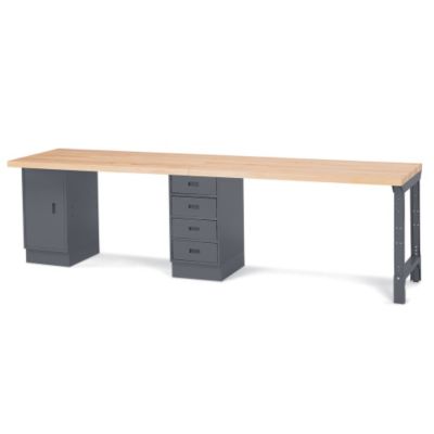 Edsal Complete Workbench – One Cabinet Pedestal, One 4-drawer Pedestal ...