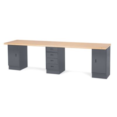 Edsal Complete Workbench – Two Cabinet Pedestal, One 4-drawer Pedestal ...