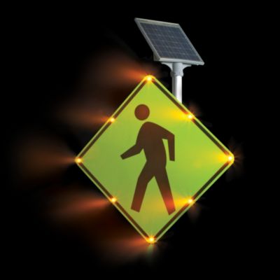 Tapco Solar Powered Blinker Sign – Pedestrian Crossing – 30×30″ | Kilium