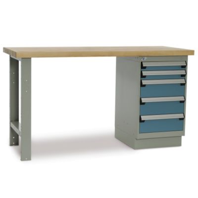 Rousseau Workbench With One 5-drawer Pedestal – 3″h, 6″h Front Drawer ...