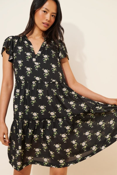 Ruffle-Sleeve V-Neck Mini Dress | Nuuly